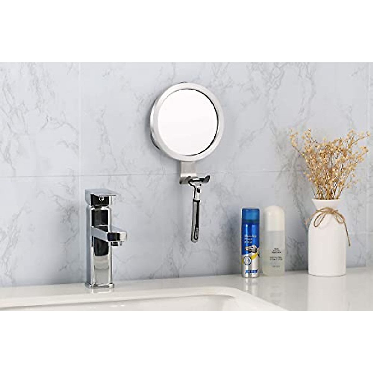 Ettori Shower Mirror Fogless for Shaving with Razor Holder, 1X and 5X Makeup Mirror Dual Sided Vanity Mirror