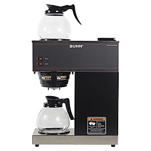 BUNN 33200.0015 VPR-2GD 12-Cup Pourover Commercial Coffee Brewer with Upper and Lower Warmers and Two Glass Decanters, Black, Stainless, Standard