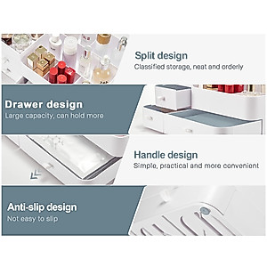 BREIS Makeup Organizer,Large Countertop Skincare Organizers for Vanity, Dresser Bathroom Organization and storage for Cosmetics Brushes Perfume Eyeshadow Lotion Gel Nail Polish Lipstick(White)