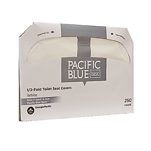 Pacific Blue Basic Disposable Toilet Seat Covers by GP PRO (Georgia-Pacific), 1/2 Fold, 47046, 250 Covers Per Pack, 20 Packs Per Case, White