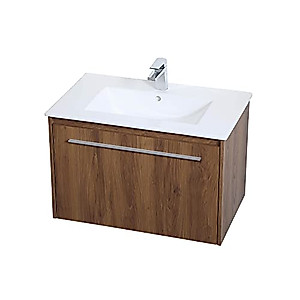 Elegant Kitchen and Bath 30 inch Single Bathroom Floating Vanity - Walnut Brown