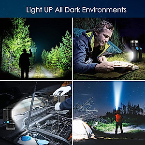 Wrrozz LED Flashlight High Lumens - USB Rechargeable Flashlight for Camping, Hiking, Walking - Powerful Emergency Flashlight with 4 Modes for Outdoor Use - Bright Flashlight with Sidelight Lantern