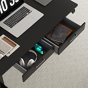 Our Modern Space 2-Drawer Height Adjustable 45" Electric Standing Desk - Upgraded Ultra Durable Home Office Large Rectangular Computer Table or Laptop Sit Stand Workstation - Black
