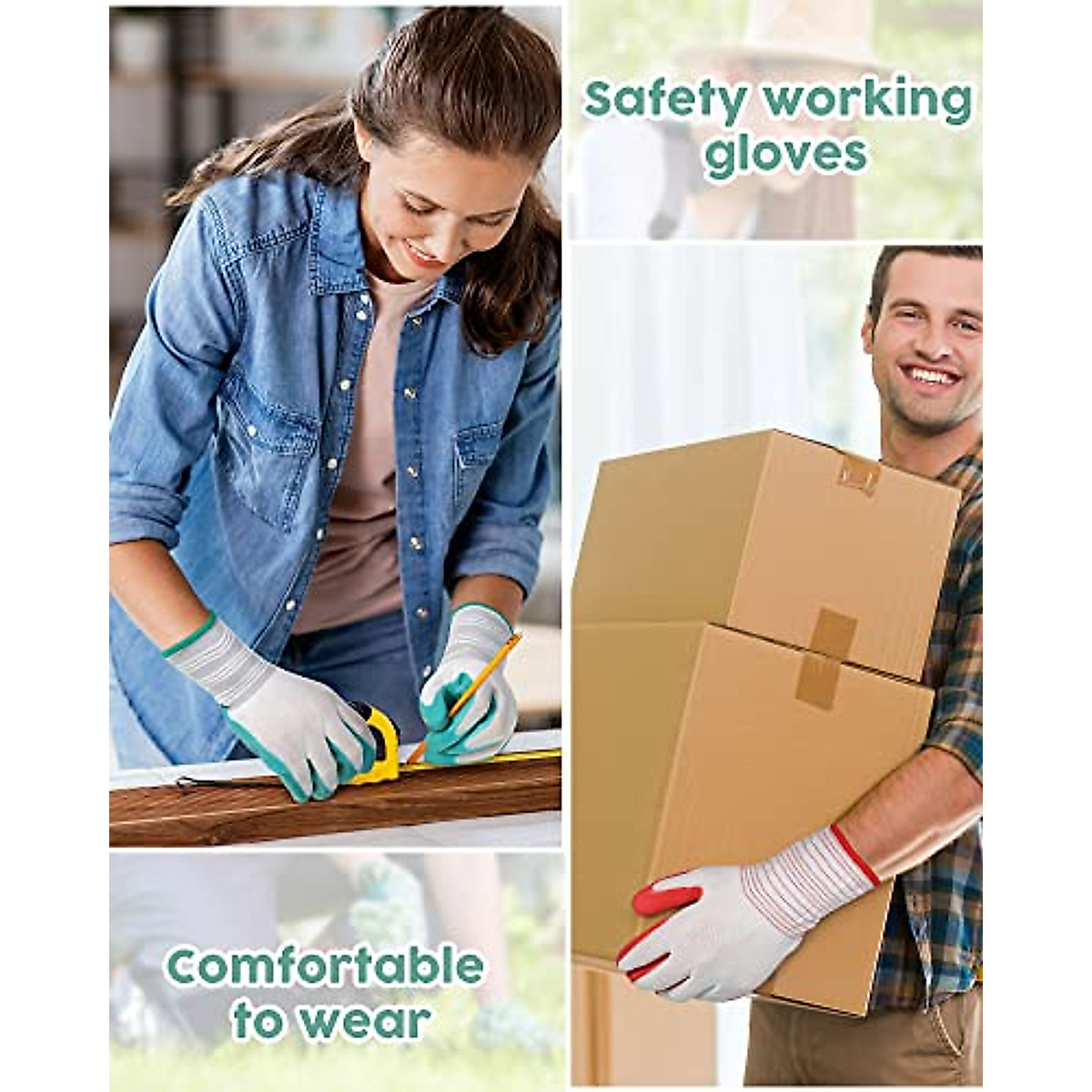 Potchen 32 Pairs Gardening Work Gloves Bulk for Women and Ladies, Breathable Rubber Coated Garden Outdoor Safety Gloves with Grip