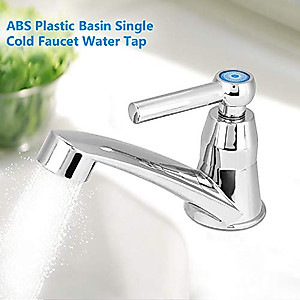 Basin Single Cold Faucet ABS Plastic Water Tap Bathroom Basin Kitchen Sink Accessories G1/2(20mm)(Straight Handle)