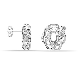 LeCalla 925 Sterling Silver Love Knot Stud Earrings Jewelry Italian Design Classic Twisted Wire Love Knot Earring for Women - 15mm