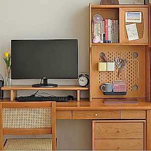 NOODCO Large Solid Wood Monitor Stand Riser Ergonomic Modern Long Computer Monitor Shelf Heavy Duty Oak Desktop Riser Desk Laptop Stand Printer Stand Organization Home Office (Size : 80cm)