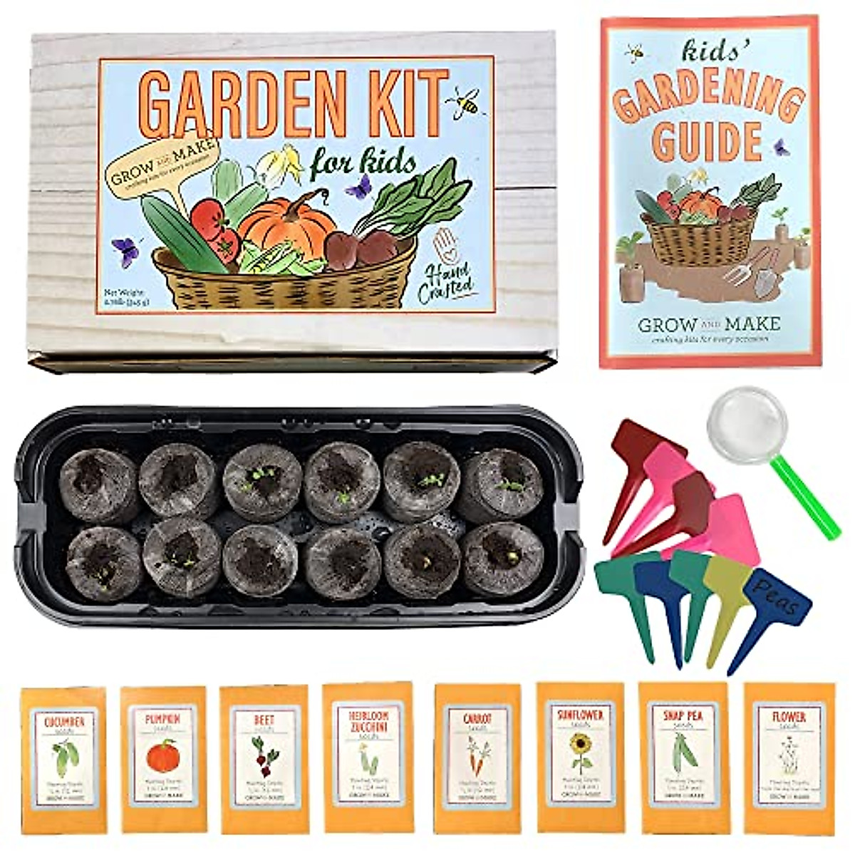 DIY Gardening Kit For Kids Girls & Boys of All Ages | Fun Craft Activity Kids Plant Growing Kit| Learn How to Grow Your Own Vegetables & Flowers with Supplies from Grow and Make| Kids Seed Growing Kit