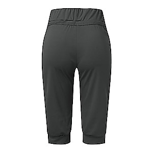 AopnHQ Women's Pants Summer Ladies White Pants fold Over Yoga Pant Cotton Cover up Women Capri Pants for Summer Womens Cotton Capris for Summer Women Pants Casual