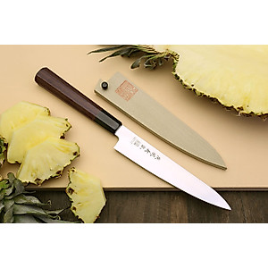 Yoshihiro Inox Stain-resistant Aus-8 Steel Ice Hardened Petty Utility knife Shitan Handle 6" (150mm)