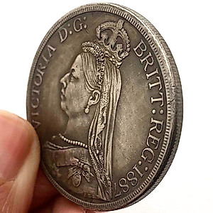 Exquisite Collection of Commemorative Coins 1887 British Queen Victoria Crown Antique Brass Old Silver Medal Craft Coin Chilong Coin