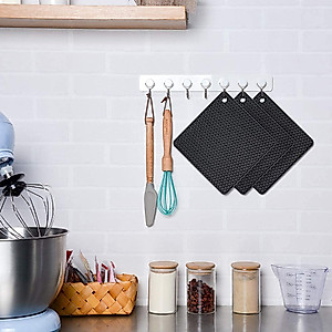 Alnicov Set of 4 Silicone Pot Holders Multi-Purpose Hot Pads,Non Slip Flexible Durable Heat Resistant for Table Kitchen Navy Blue