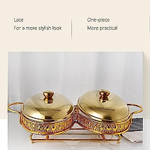 XENITE Food Heater - Buffet Server and Heater, Burner to Keep Food Warm, Hot Pot Buffet Set with Toughened Glass Lid, Clear Lid Server Hot Pot Buffet Set,(Size:2L,Color:Silver)