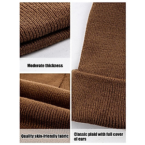 Winter Satin Lined Beanie Hat Silk Lined Beanies Cuffed Skull Hat Knitted Watch Hat (Black, Beige, Caramel, Pink)