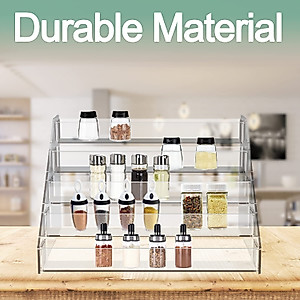 WUIVIUT Spice Rack Organizer For Cabinet, 1 4/5 in/Tier Acrylic Tiered Spice Shelf Can Storage Organizer for Kitchen Pantry Countertop
