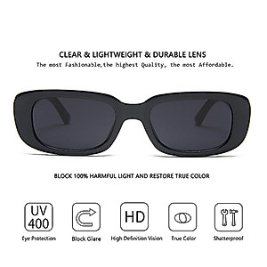 Tskestvy Retro Rectangle Sunglasses for Women Men Square 90s Y2K Trendy Cool Glasses Fashion Aesthetic Thin Accessories