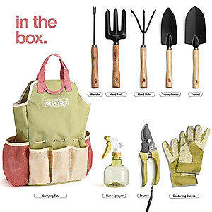Complete Garden Tool Kit Comes With Bag & Gloves,Garden Tool Set with Spray-Bottle Indoors & Outdoors - Durable Garden Tools Set Ideal Tool Kit Gifts for Women & Men, Set of 10