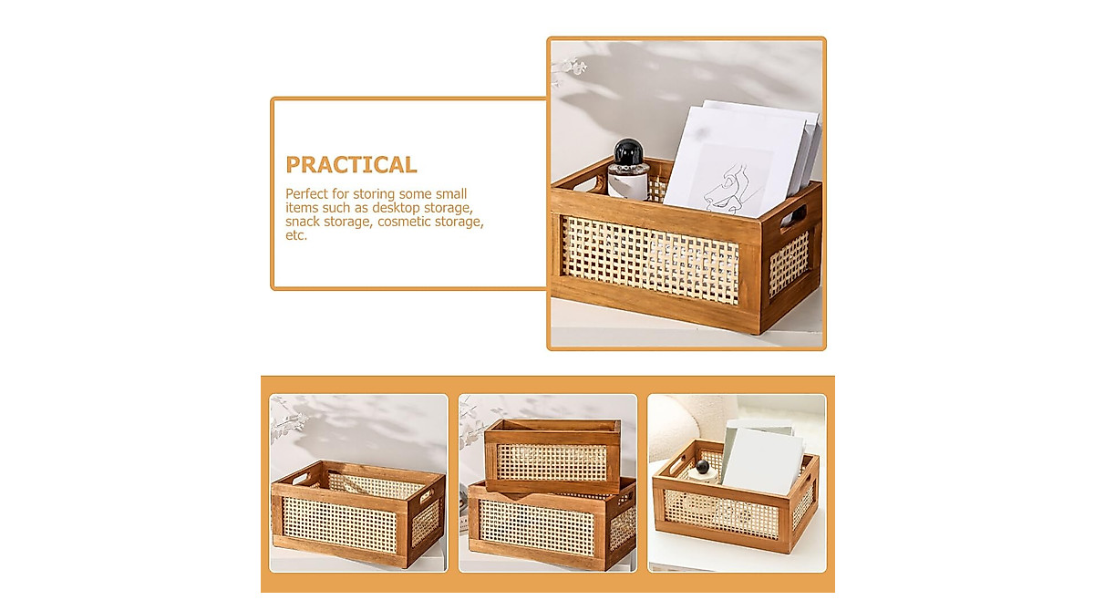 Handmade Bamboo Storage Basket with Wooden Frame | Home Organizer