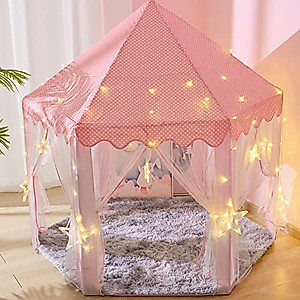 ST. BRIDGE Soft Fluffy Hexagon Rugs for Princess Tent Kids Play Castle, Cute Tie-Dye Grey Washable Rug for Baby Nursery Kids Room Decor, Non-Slip Shag Carpet for Girls Bedroom Playroom,Diameter 4.6 ft