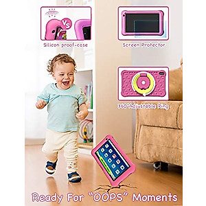 ARKNIKKO Kids Tablet,Tablet for Kids 7” HD - WiFi Dual Camera 32GB ROM Android 10, IPS HD Touch Screen, KIDOZ Pre-Installed, Parental Control Mode, 360°Adjustable Bracket, Kid-Proof Case