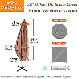 NettyPro Umbrella Cover Outdoor Patio Waterproof Offset Banana Umbrella Cover Up to 13 Feet Outdoor Umbrella, Brown