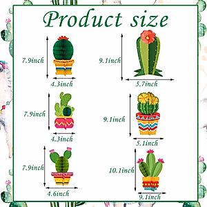 12 Pcs Cactus Party Decorations Cinco De Mayo Honeycomb Table Centerpieces Mexico Garland Cactus Cutouts for Fiesta Baby Shower Favor Cactus Theme Classroom Birthday Mexican Party Decoration Supplies
