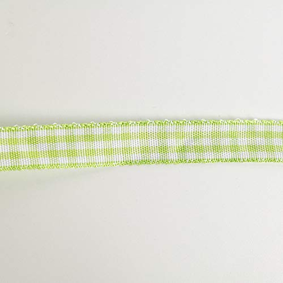 Micomon Apple Green Gingham Plaid Checked Ribbon 25 Yard Each Roll 100% Polyester (3/8", Apple Green)