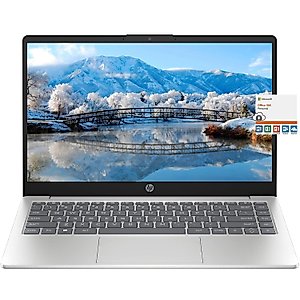 HP 14 FHD Laptop Computer, Intel Quad-Core Pentium N200 (Beat i5-8250U), 4GB RAM, 128GB SSD, WiFi, Webcam, Fast Charge, Backlit Keyboard, 1 Year Microsoft Office 365, Win 11, w/GM Accessory