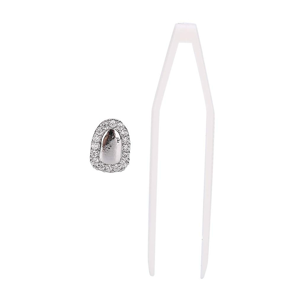 ZJchao Single Tooth Grillz, Hip Hop Teeth Decoration, Single Tooth Gorgeous Teeth Accessory Decoration for Halloween Party Hip Hop Show(Single silver door)