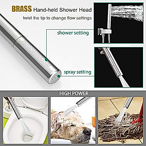 Hoimpro Shower System set with 12 Inch Bathroom Rain Mixer Shower Head and Handheld Wall Mounted, Rainfall Shower Faucet Fixture Combo with High Pressure 2 in 1 Handheld Showerhead, Brushed Nickel