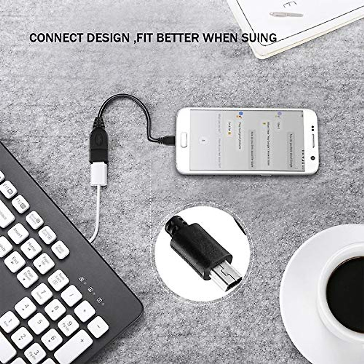 Micro USB to OTG Works with Emporia TALKbasic Direct On-The-Go Connection Kit and Cable Adapter! (Black)