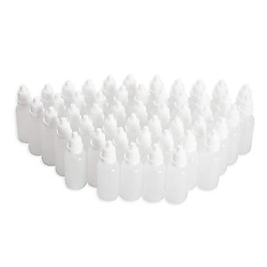 50 Pieces Empty Refillable Clear Plastic Dropper Bottles Squeezable Eye Liquid Sample Storage Container Vials with Plug and Screw Cap(30ml/1oz)