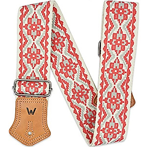 WELKINLAND Vintage Cotton Guitar Strap, Retro Striped Strap for Acoustic/Electric/Bass Guitar, Adjustable Guitar Strap for Kids and Adults