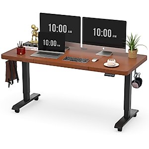 Monomi Electric Standing Desk, 55x24 Inches Adjustable Height Desk, Home Office Sit Stand Up Desk (Black Frame/Cherry Top)