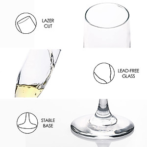 YARYOUNG Champagne Flute Glasses Set of 12, 6 Oz Classic Champagne Glass Set for Wedding, Birthday, Anniversary, Party