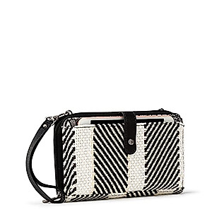 Sakroots Large Smartphone Crossbody Bag in Woven Fabric from Recycled Materials, Convertible Purse with Detachable Wristlet Strap, B&W Soulful Desert