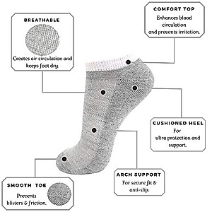 TECHSOCK No Show Athletic Socks Womens Running Socks Moisture Wicking - 6 Pairs