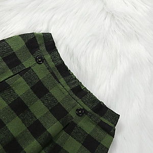 Baby Girl Plaid Skirt Sets Long Sleeve Crew Neck Buttons Jacket Coat A Line Short Shirt Spring Fall Winter Fashion (Green, 3 Years)