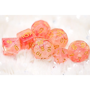 3DEGOS Blossom of Peach DND Dice Set for Dungeons and Dragons Gifts, D&D, D and D, Pathfinder, Accessories, D20, Polyhedral, Resin Dice, Metal, Dice Tray, Tower, Bag, Box