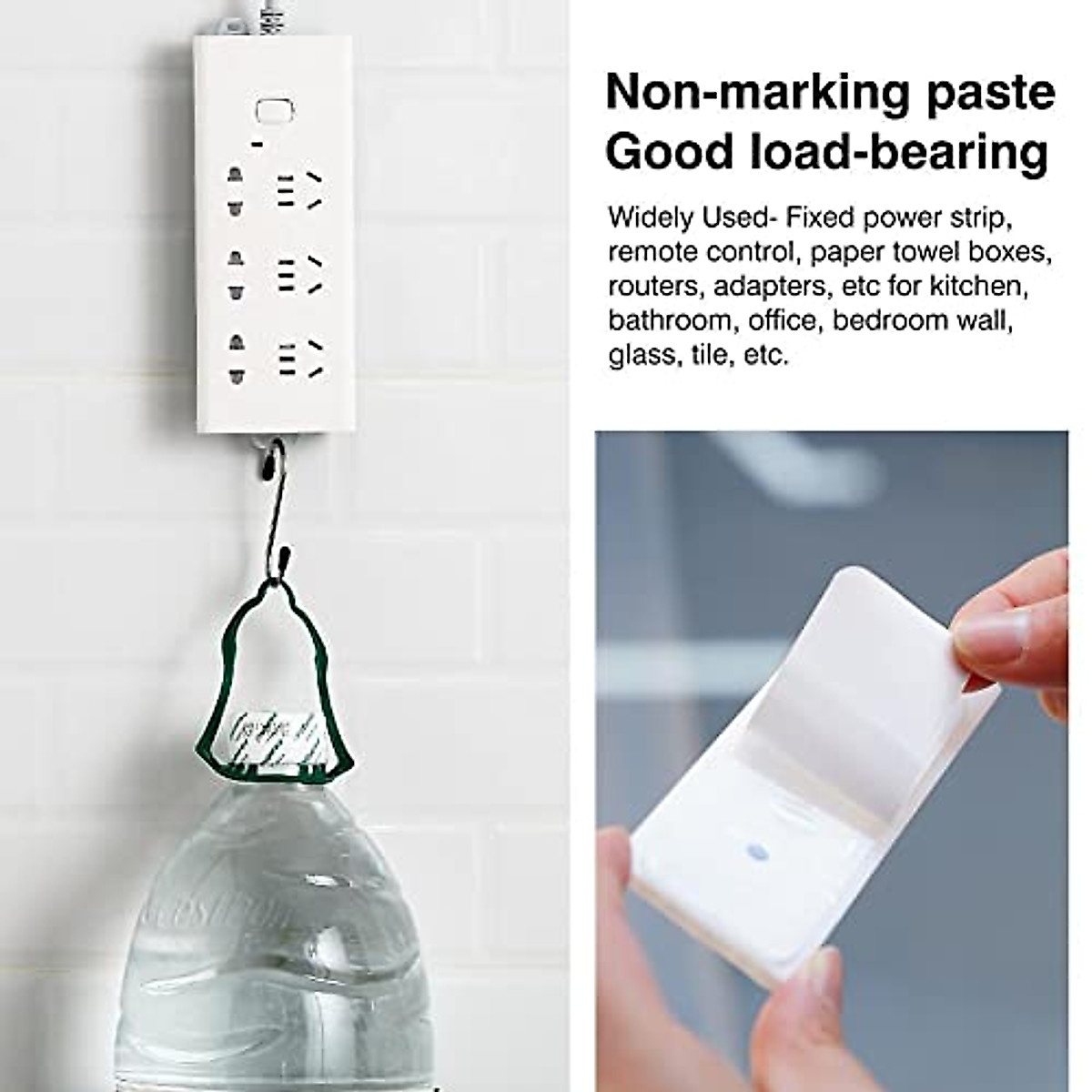 XIAOL Power Strip Holder, 5 Pack Self Adhesive Power Strip Mount, Surge Protector Mount Punch Free Cable Management System for WiFi Router Tissue Box