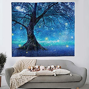 Instruban Forest Tapestry Nature Landscape Tapestry Psychedelic Tree Tapestry for Bedroom Living Room-H51.2×W59.1 inches