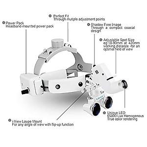 Binocular Loupes Glasses Headband Magnifier with LED Light 3.5X-420