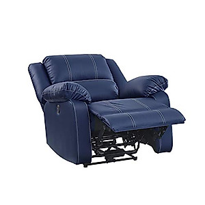 Acme Furniture PU Upholstered Power Recliner with USB Port, Blue