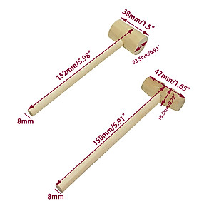 LC LICTOP Mini Wooden Hammers Small Wood Mallets Hammers for Chocolate Natural Hardwood Crab Lobster Seafood Mallets 20pcs (Round + Oval Combination)