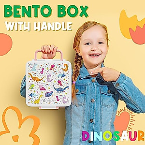 Fimibuke Bento Lunch Box for Kids - Leak Proof Toddler Bento Box with 4 Compartments BPA Free Dishwasher Safe Lunch Container with Utensils, Ideal Portion Sizes for Ages 3-12 Girls Boys for School