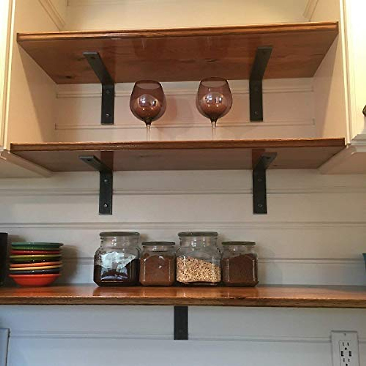 4 Pack - 10"L x 6"H Angle Shelf Bracket, Iron Shelf Brackets, Metal Shelf Bracket, Industrial Shelf Bracket, Modern Shelf Bracket, Shelving