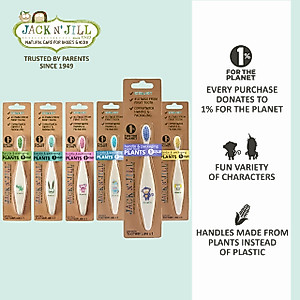 Jack N' Jill Kids Toothbrush - Extra Soft Bristle Toothbrush for Kids, Handle & Packaging Made from Plants (Corn), Ergonomic Handle for Little Hands - Dino Baby, Toddler, & Kids Toothbrush (1 Pack)