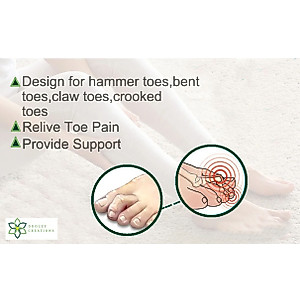 DOOLEY CREATIONS Hammer Toe Helper For Men & Women Fix Hammertoe Splints for Straightening Curled Bent crooked toes, comes with 3 different sizes, Toe Straightener