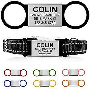 Personalized Dog Tag for Pets - No Noise - Engraved Dog Name Tag - Slide On Cat ID Tags - Custom Collar Tags for Small, Medium, Large Dogs and Cats - Silent Customized Puppy Identification Tags