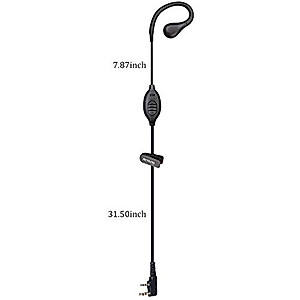 Retevis RT22 Walkie Talkie Earpiece with Mic, 2 Pin Earhook Two Way Radio Earpiece, Compatible RT21 H-777 RT68 RT22S H-777S Baofeng UV-5R Arcshell AR-5 AR-6 Two Way Radio(1 Pack)